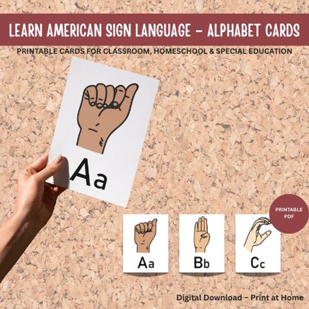Learn American Sign Language Alphabet Cards – Printable ASL Flashcards ...