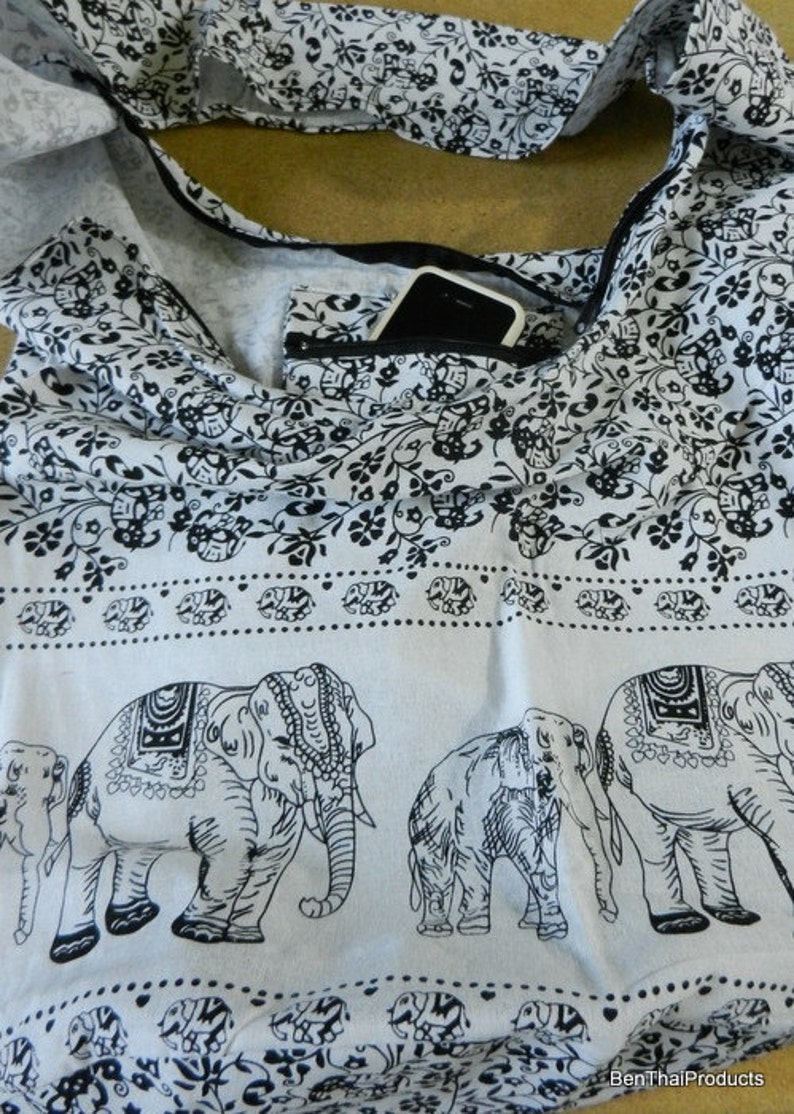 Cotton Bag Purse Hippie Hobo Buddha Elephant Sling Crossbody | Etsy