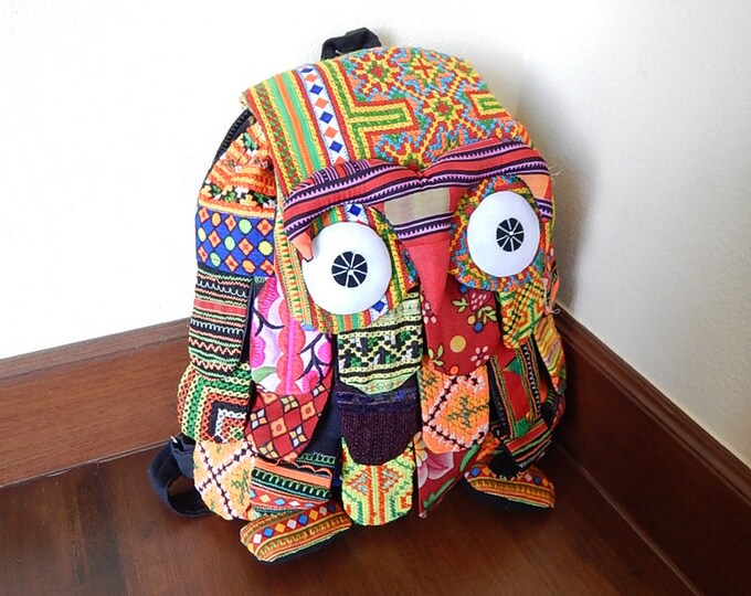 Hmong Owl Backpack Bag Patchwork Rucksack Thai Cotton Hippie Hobo ...