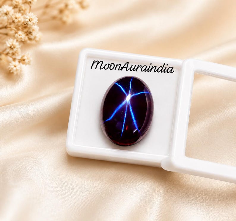 28ct Big Purple Star Sapphire Oval Cabochon Loose Gemstone Natural Star ...