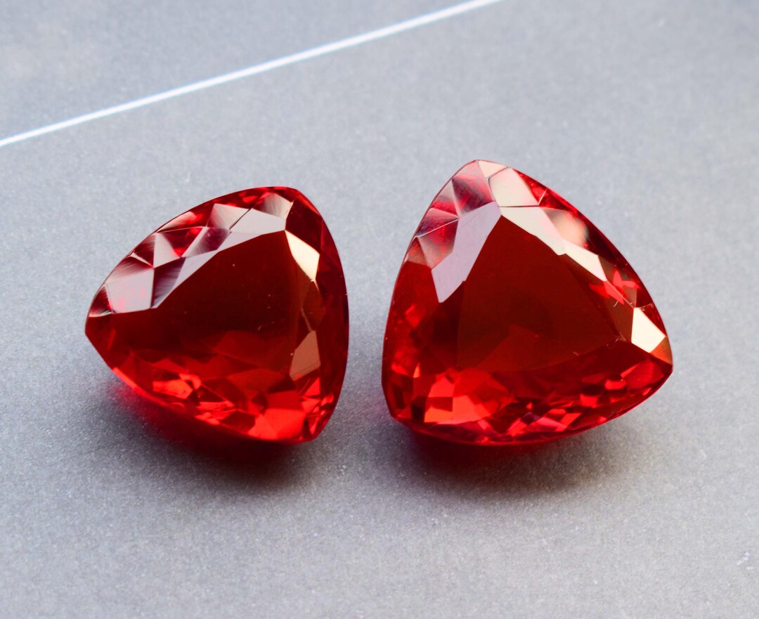156ct Natural Red Ruby Gemstone Pair | Trillion Cut Mogok Rubies - Etsy