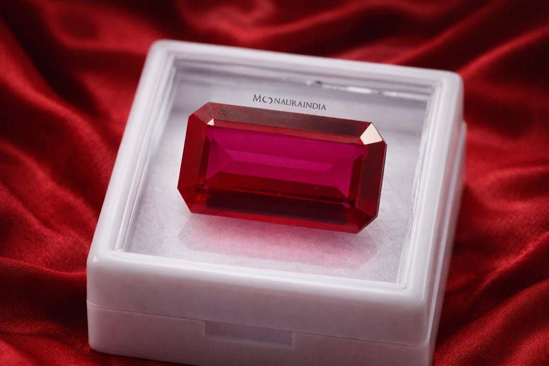 Deep Red Ruby Gemstone | 10-12ct Emerald Cut, Mogok Origin - Etsy