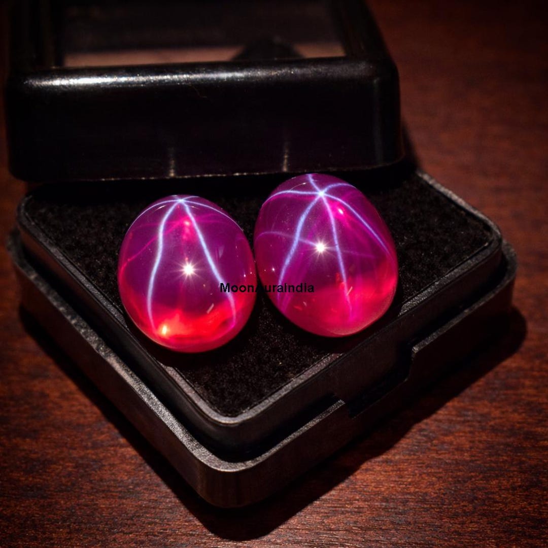 Star Ruby Pair Gemstones | Natural Red Star Ruby With Strong 6 Ray ...