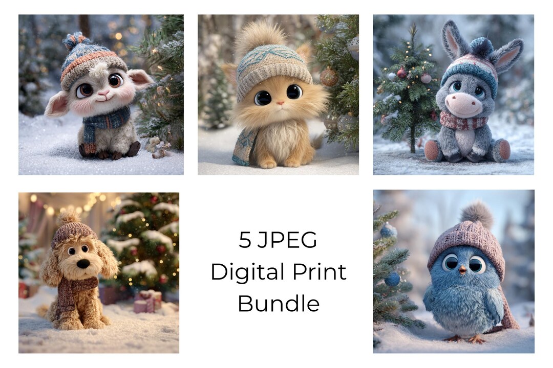 Christmas Critters Clipart Bundle | Cute Winter Animals PNG | Holiday ...