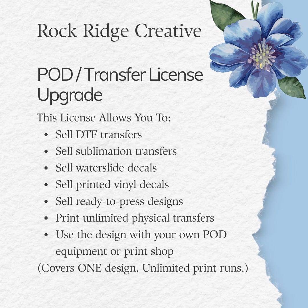 POD and Transfer License Upgrade Required If Selling Transfers - Etsy