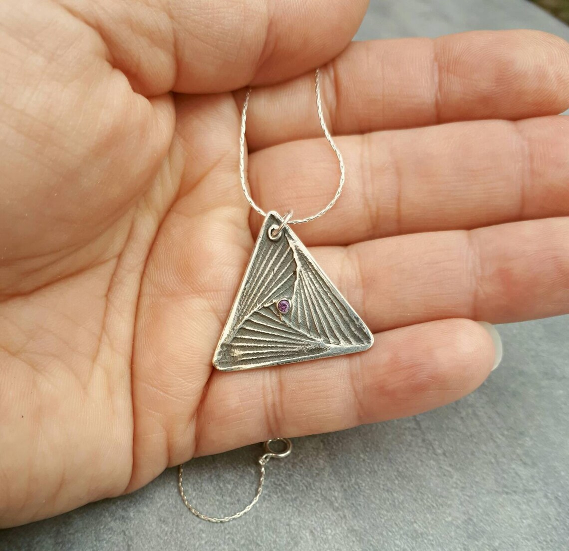 Triangle Zentangle Pendant Silver Triangle Necklace Geometric - Etsy Canada