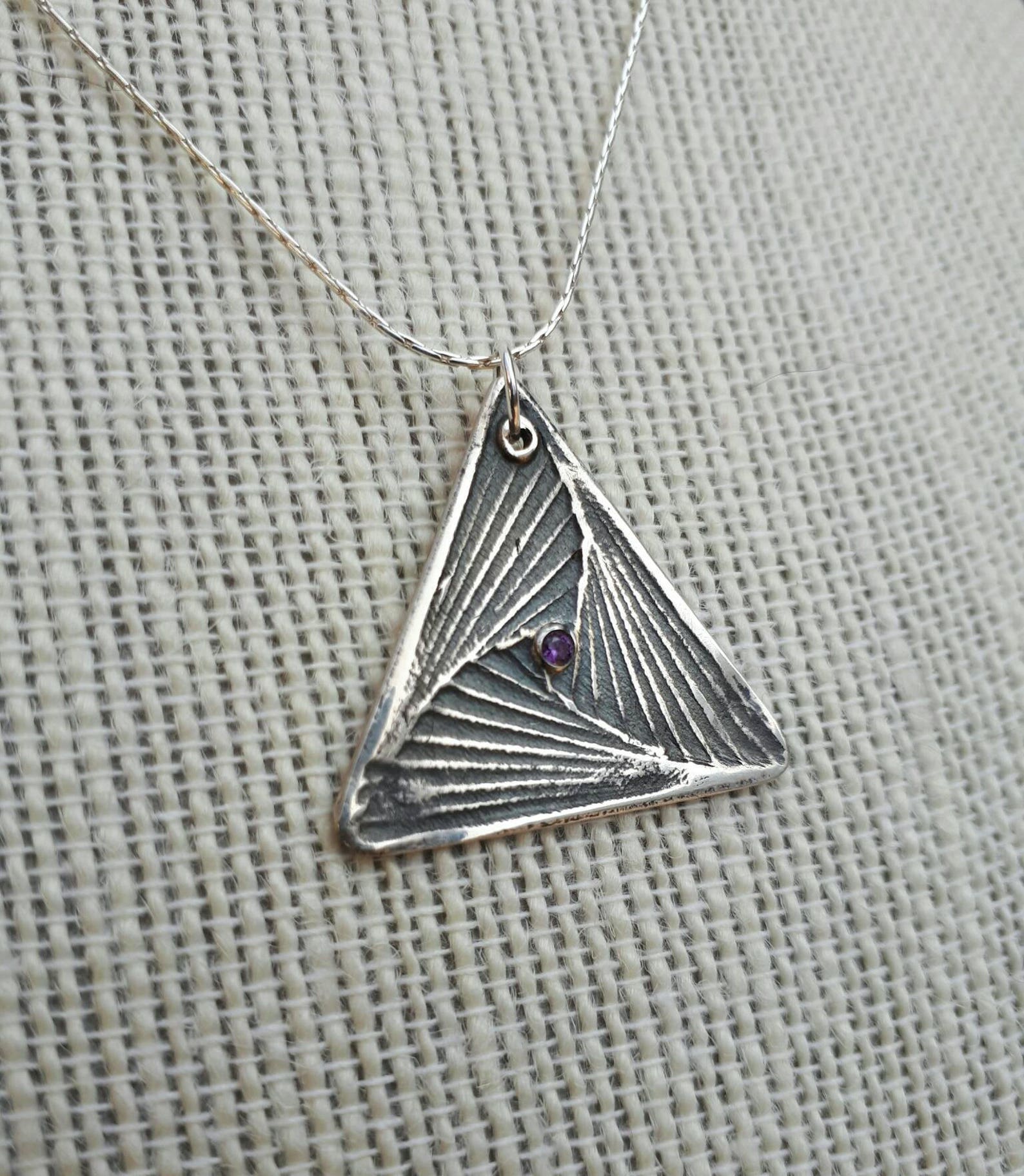 Triangle Zentangle Pendant Silver Triangle Necklace Geometric - Etsy Canada