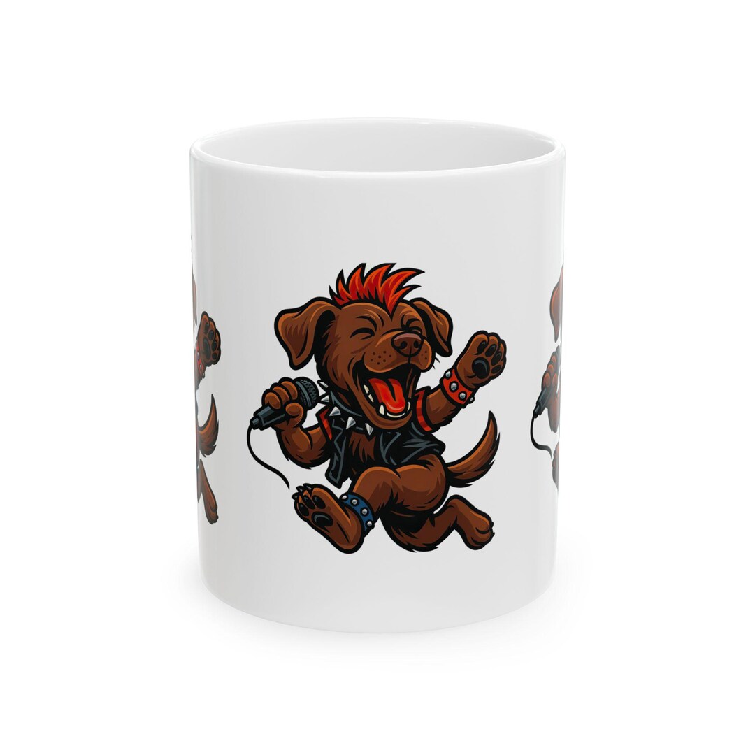 Punk Rock Chocolate Lab Ceramic Mug: Gift for Dog & Music Lovers - Etsy