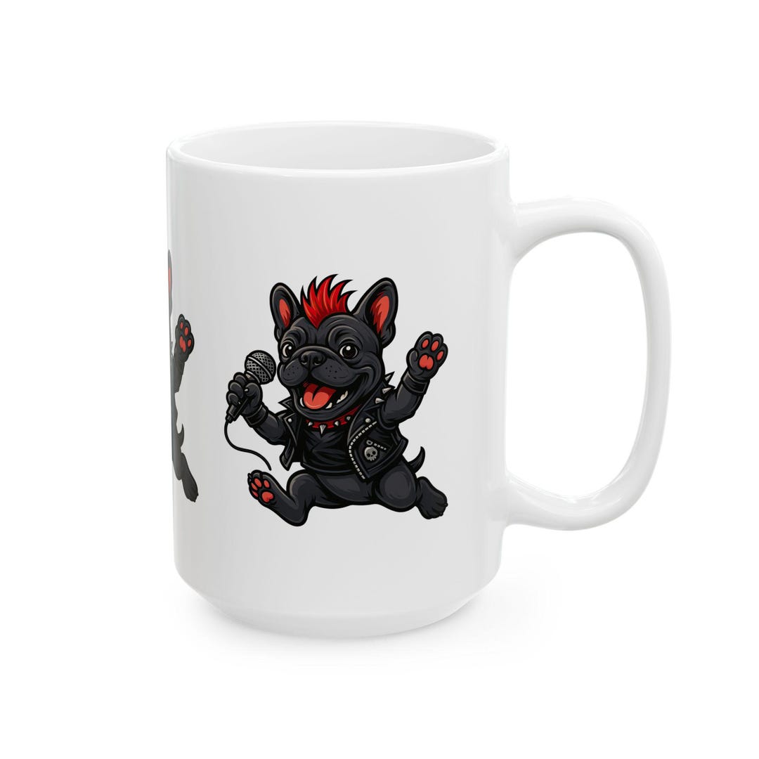 Punk Rock French Bulldog Mug: Funny Coffee Cup, Unique Dog Lover Gift ...