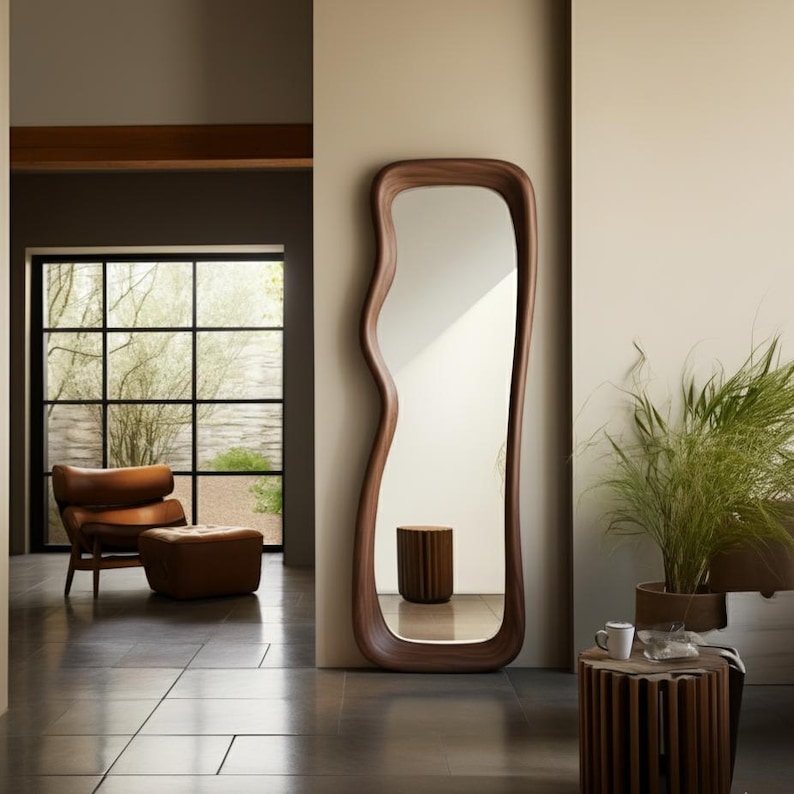 Walnut Irregular Full Length Mirror - Mirror Home Decor - Walnut Home ...