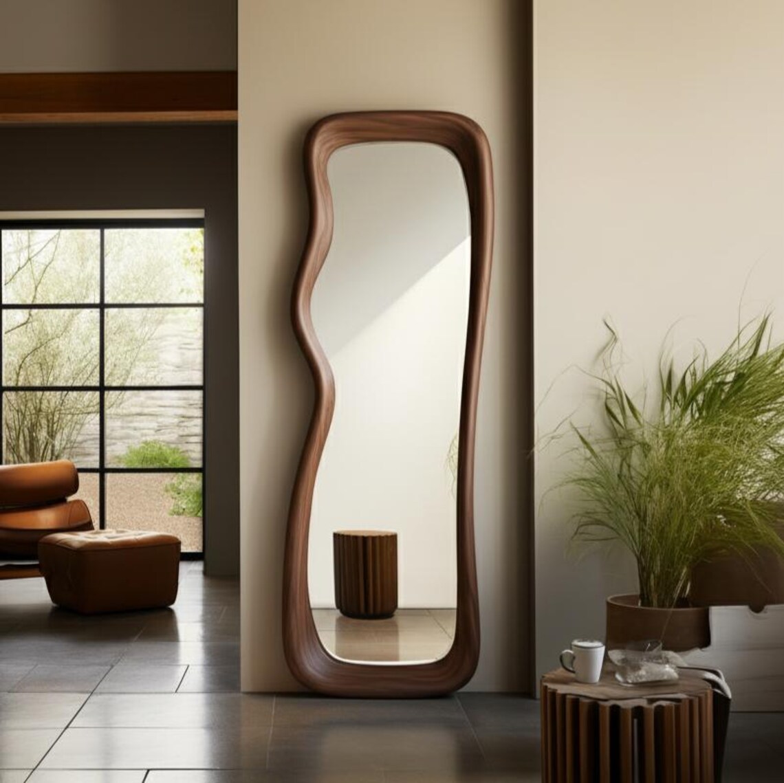 Walnut Irregular Full Length Mirror - Mirror Home Decor - Walnut Home ...