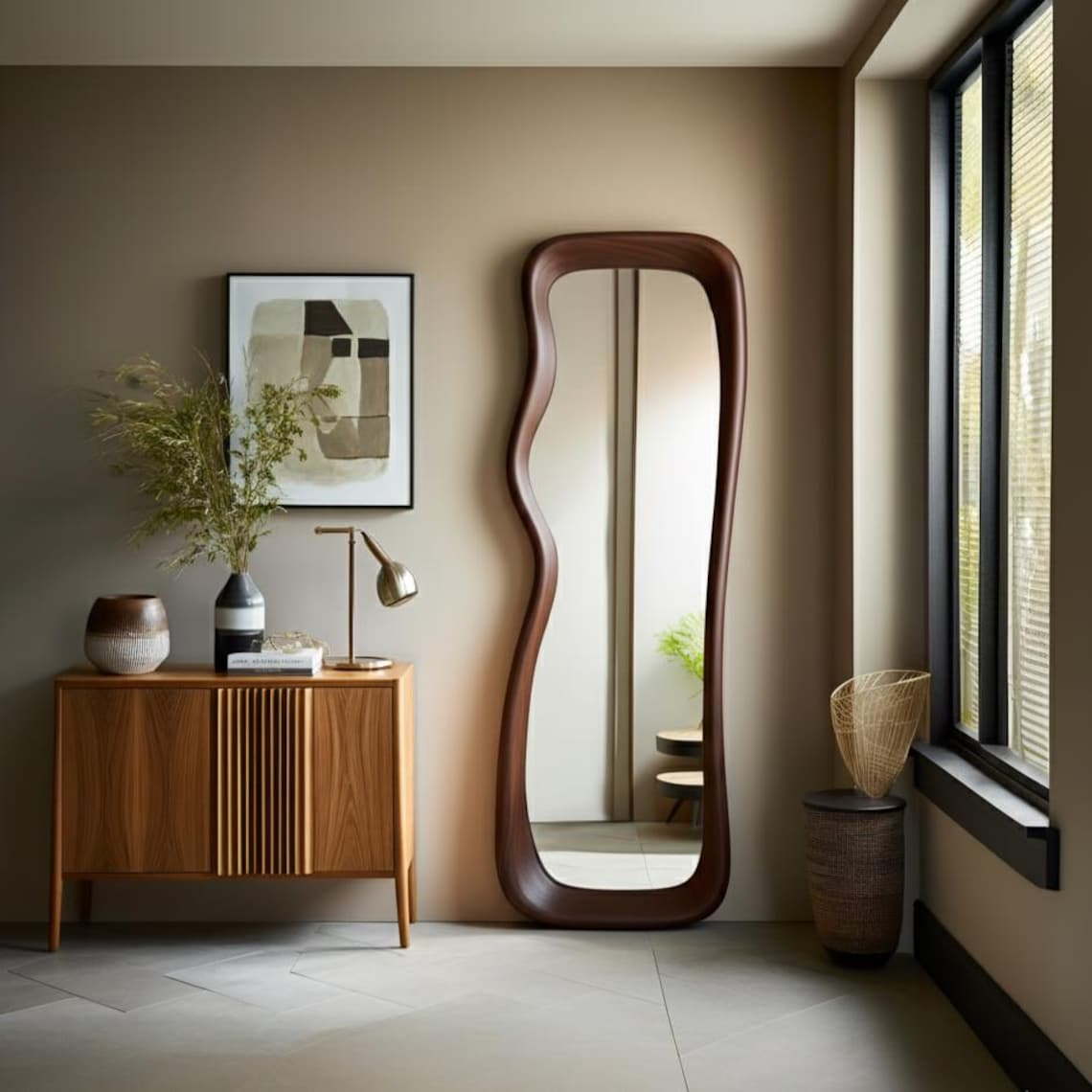 Walnut Irregular Full Length Mirror - Mirror Home Decor - Walnut Home ...