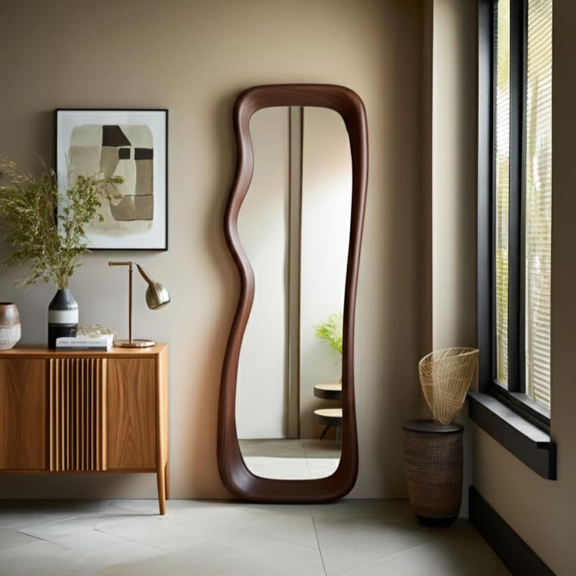 Walnut Irregular Full Length Mirror - Mirror Home Decor - Walnut Home ...