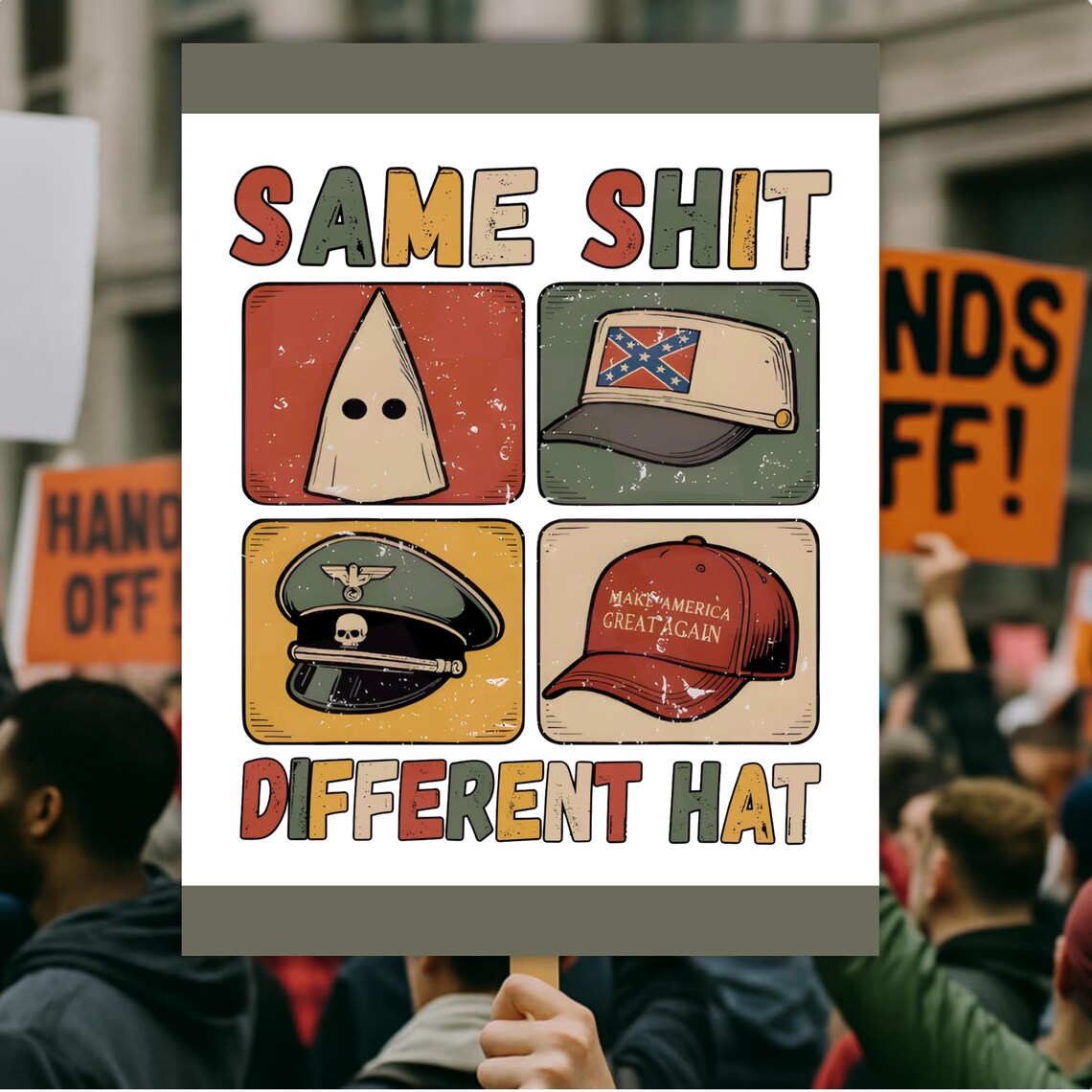 Same Shit Different Hat Protest Sign PRINTABLE | Anti-fascism Political ...