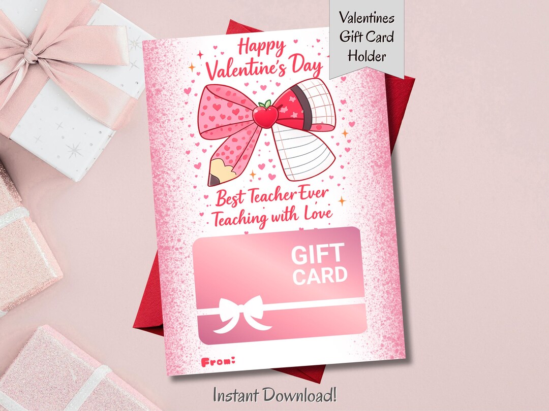 Valentine Gift Card Holder Printable | Valentine's Day Teacher Gift ...