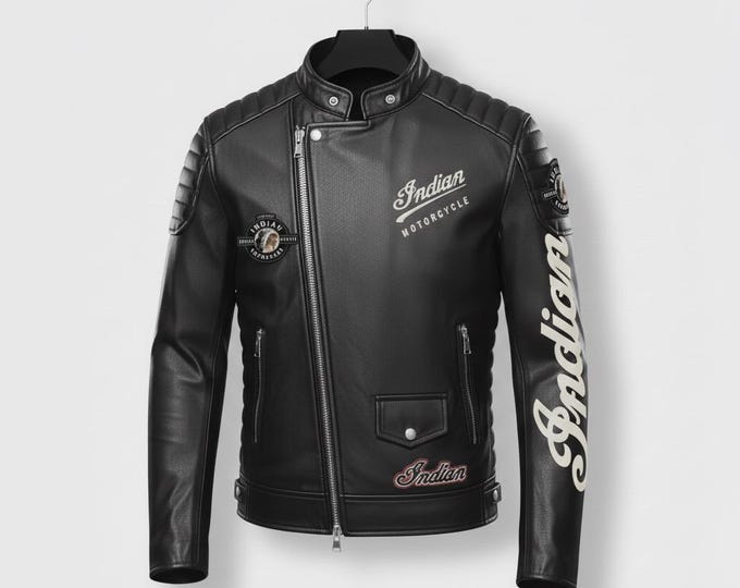 Handmade Indian Motorcycle Black Leather Jacket | Men’s Biker Riding ...