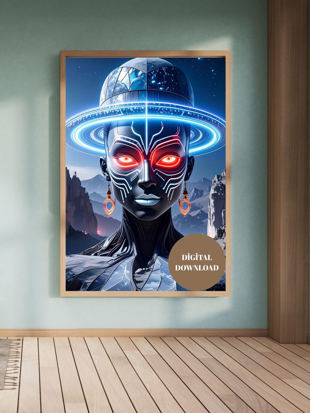 Cosmic Cyber Goddess Print: Futuristic Sci-fi Galaxy Wall Art - Etsy