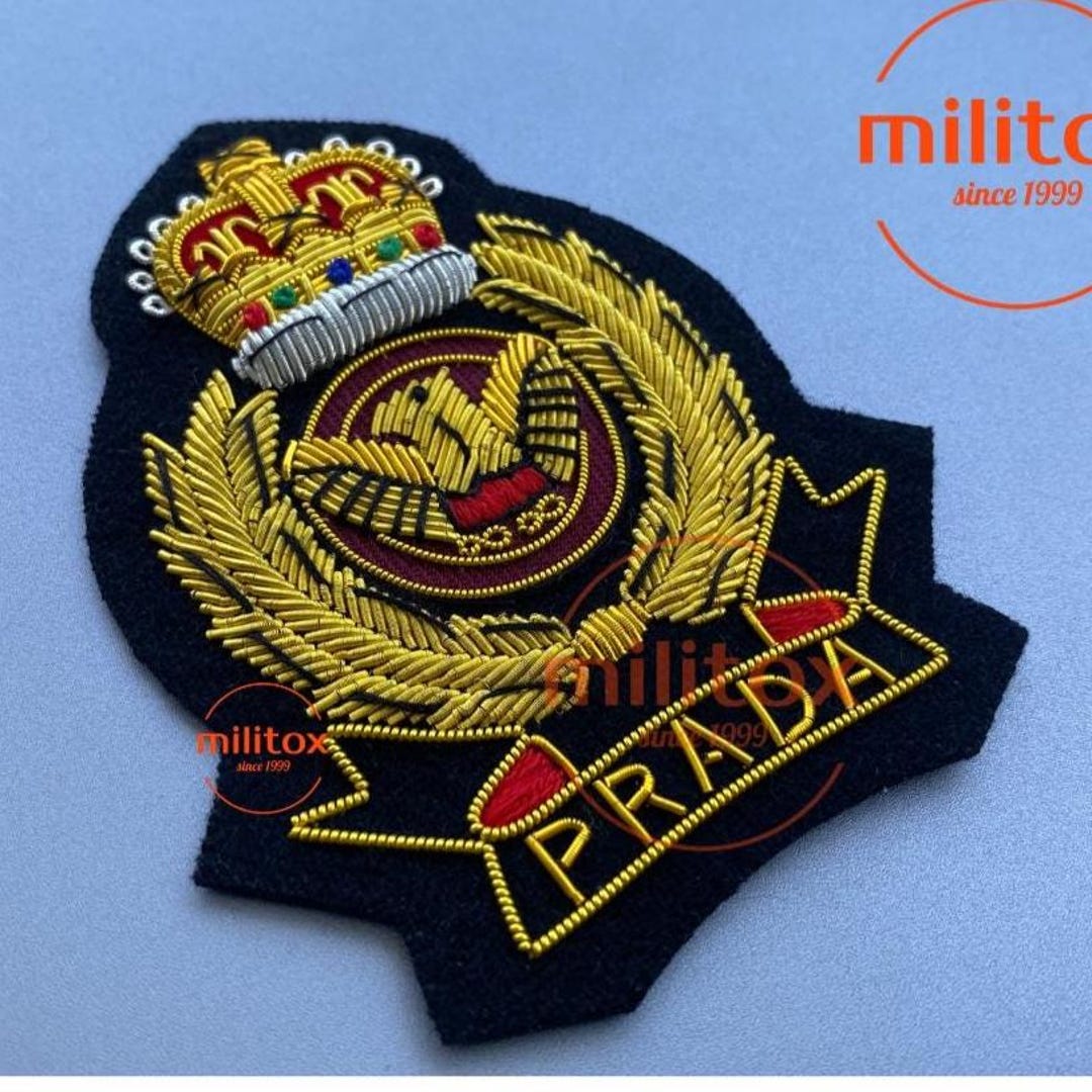 PRADA Hand Embroidered Bullion Wire Blazer Crest/ Badge, Sew On, Pocket ...