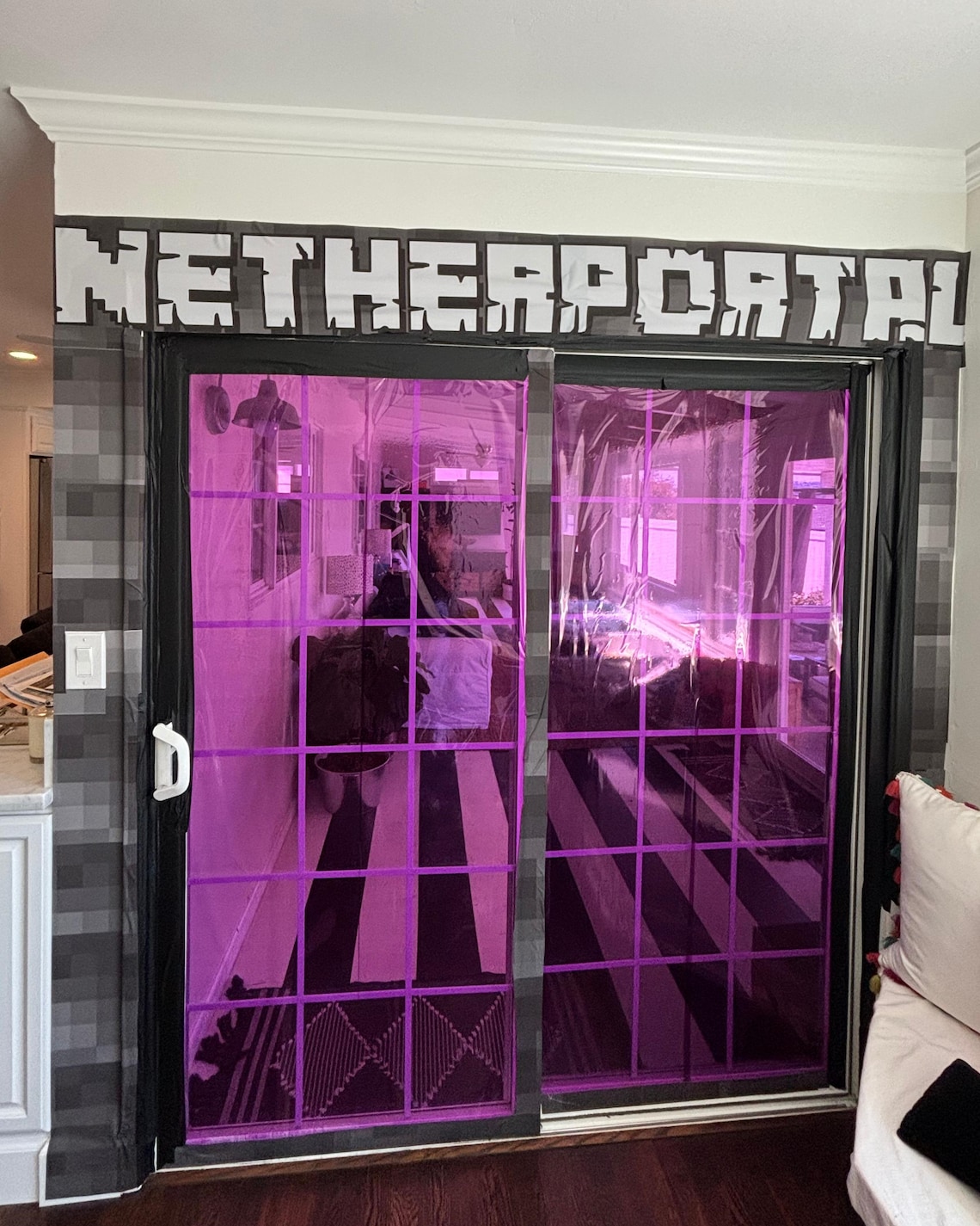 Minecraft Nether Portal Banner | Gamer Birthday Party Decor (printable ...