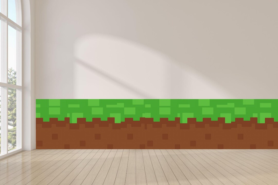 Minecraft Grass Block Wall Backdrop, Gamer Party Decor (72x24 ...