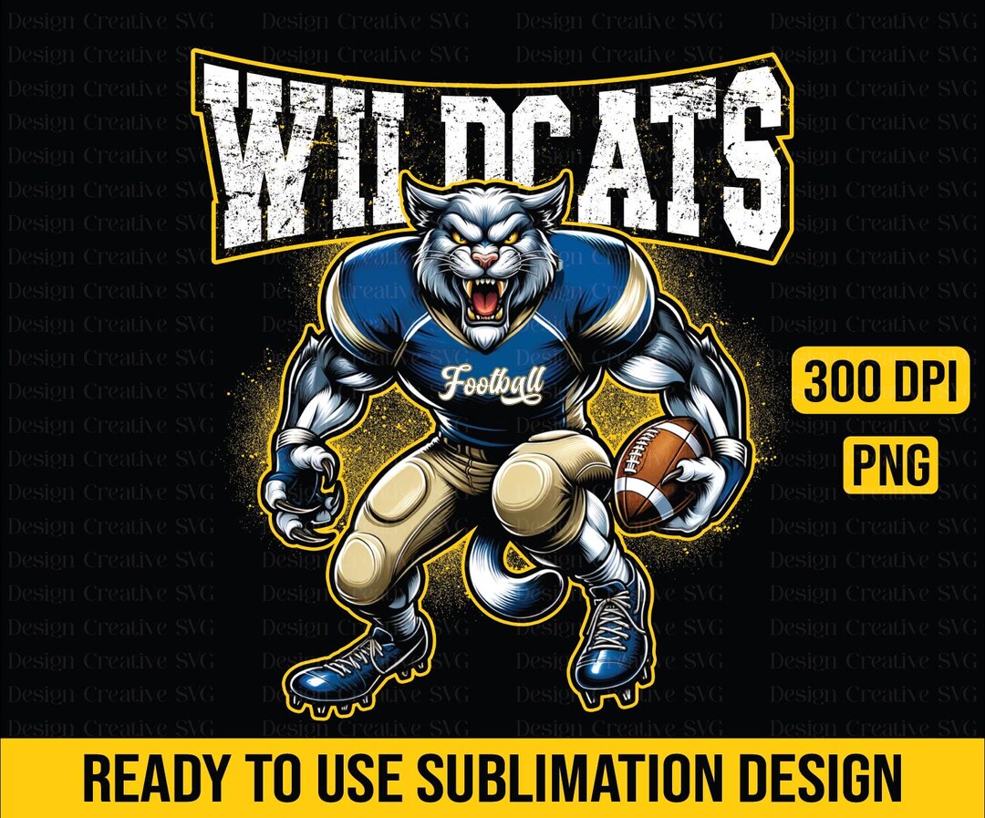 Wildcats Football Mascot PNG, School Spirit Sublimation (digital ...