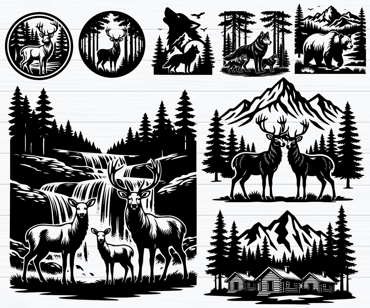 Forest Wildlife SVG Bundle, Mountain Cabin Cut Files, Commercial Use - Etsy