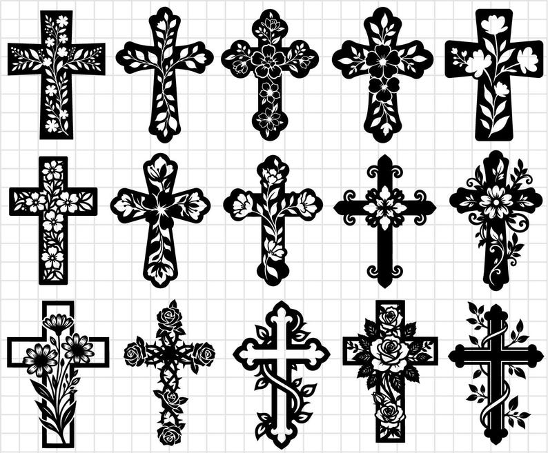 100 Floral Cross SVG Bundle, Christian Cross Bundle, Cut Files for ...