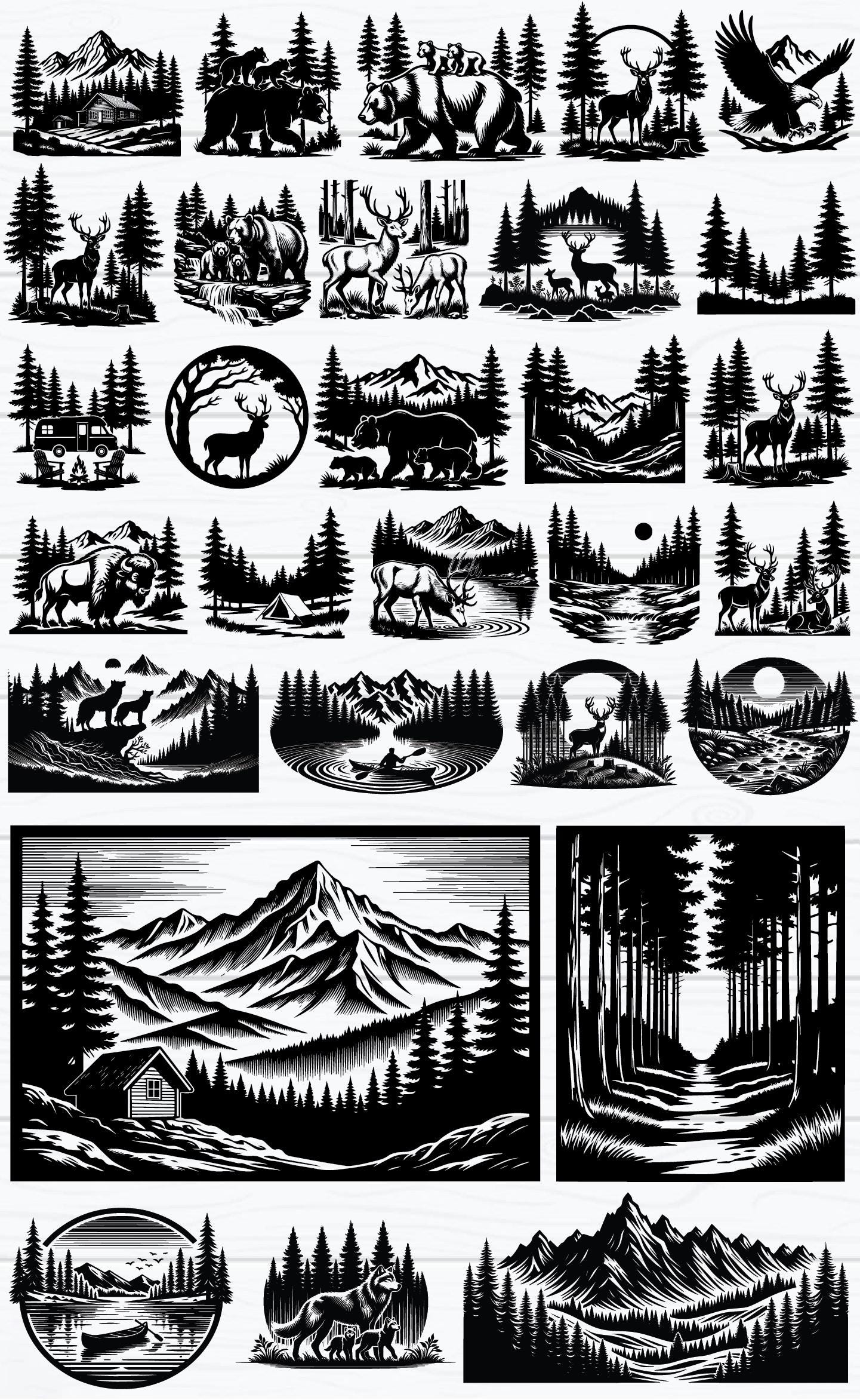 Forest Wildlife SVG Bundle, Mountain Cabin Cut Files, Commercial Use - Etsy