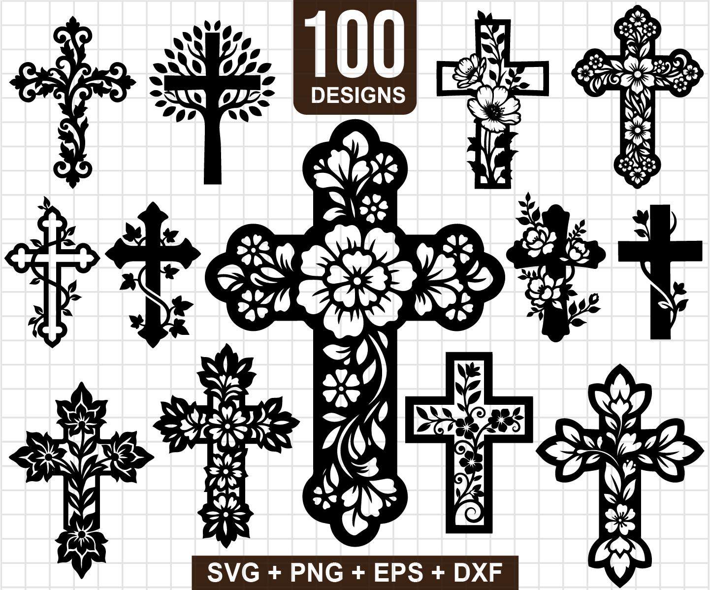 100 Floral Cross SVG Bundle, Christian Cross Bundle, Cut Files for ...