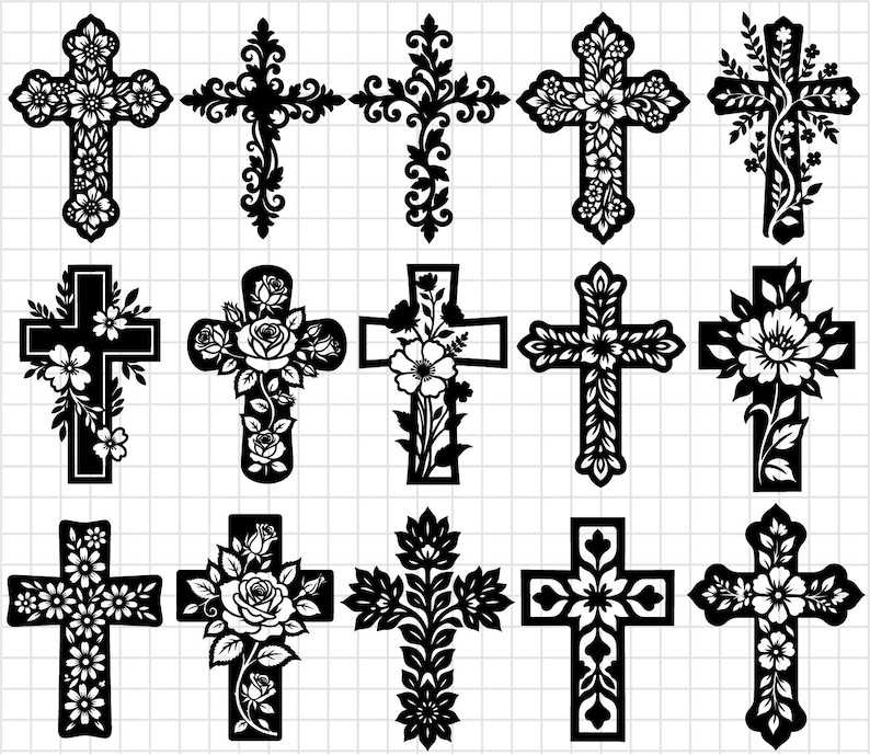 100 Floral Cross SVG Bundle, Christian Cross Bundle, Cut Files for ...