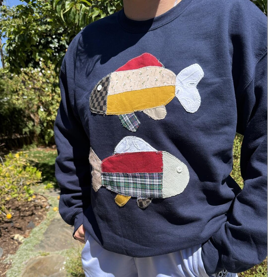 Made to Order Custom Patchwork Fish Sweatshirt - Etsy
