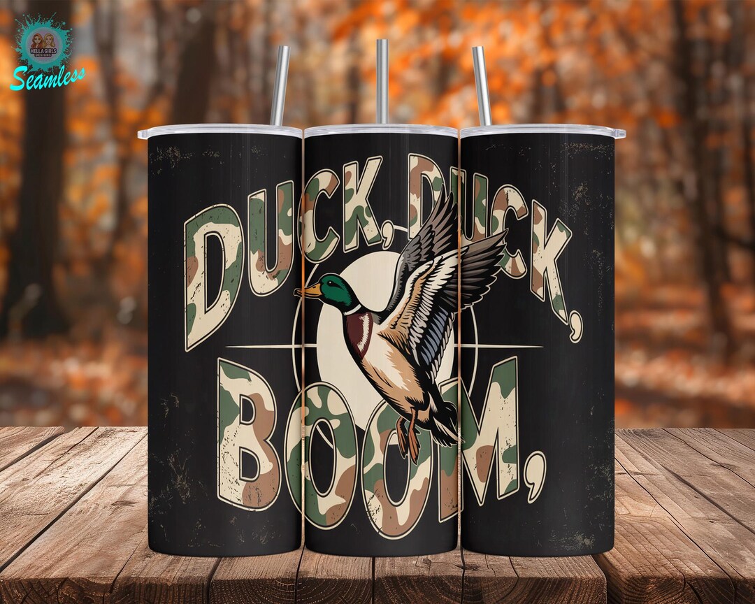 Duck Duck Boom PNG Mallard Hunting Camo Funny Outdoors 20oz Skinny ...
