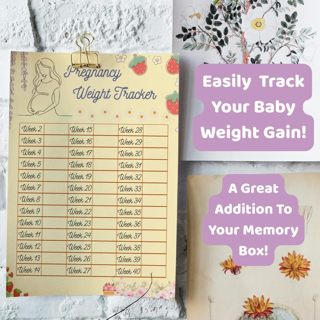 Printable Pregnancy Weight Tracker: Weekly Bump Log (PDF) - Etsy Canada