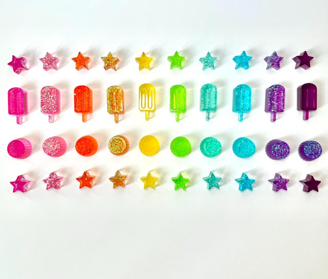 Resin Rainbow Counters | Rounds, Stars, or Popsicles | Sensory Play ...