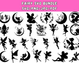 110 Fairy SVG Design, Svg Bundle, Magical Fantasy Art, Cutting Laser ...