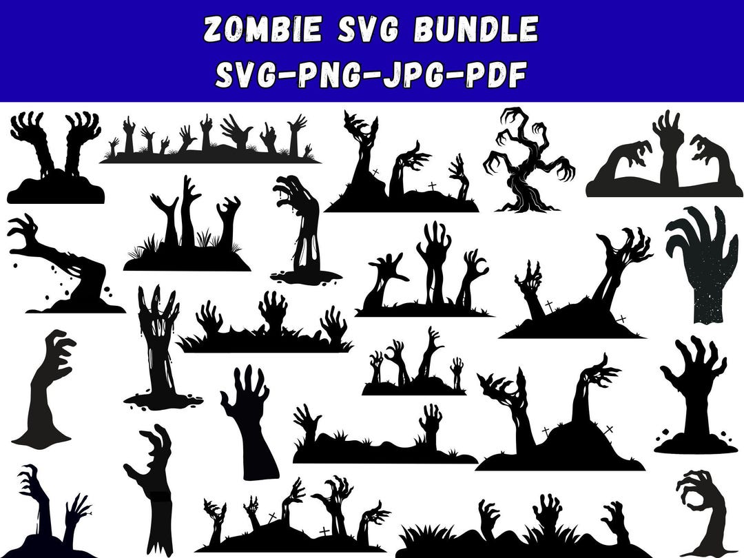 Zombie SVG Bundle: Horror Clip Art, Halloween Silhouette (instant ...