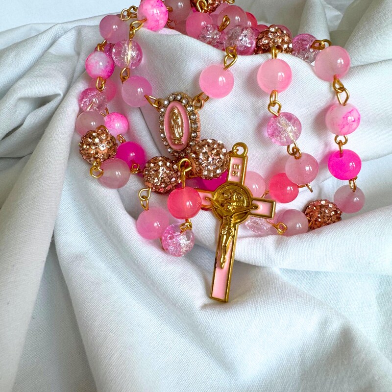 Pink Rosary - Etsy