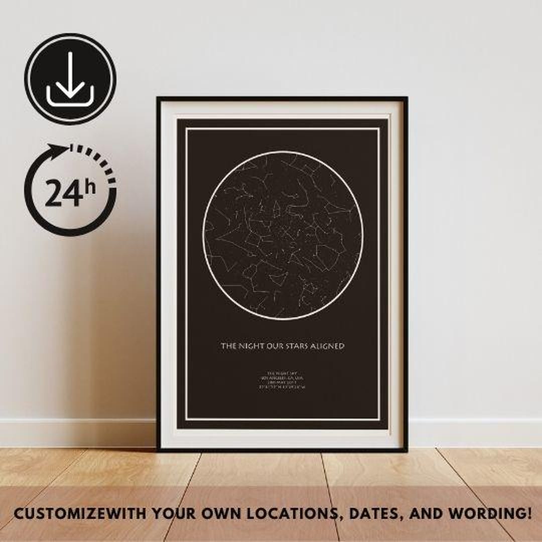 Personalized Star Map Custom Star Map by Date, Night Sky Print ...