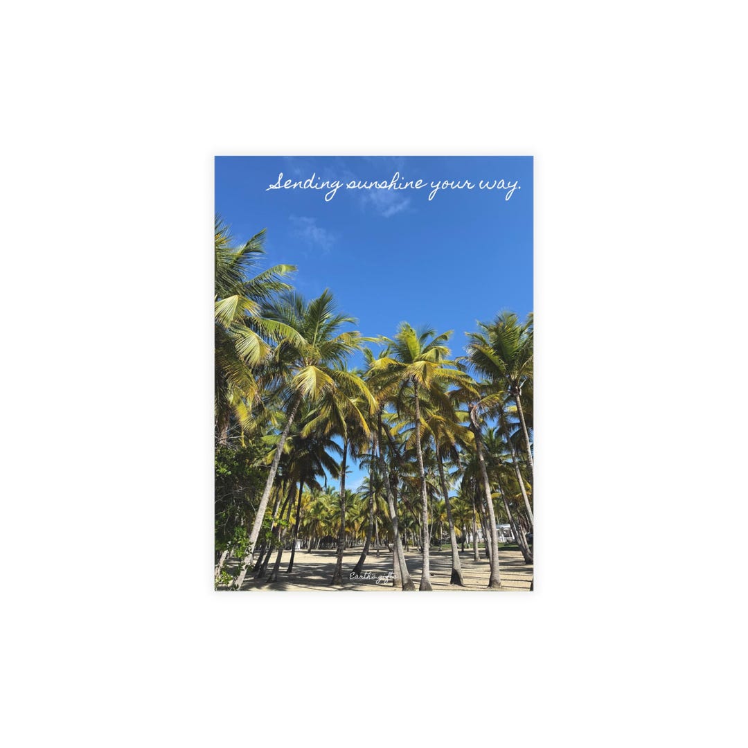 Palm Tree Postcard | Tropical Beach Print Card | Summer Greeting ...