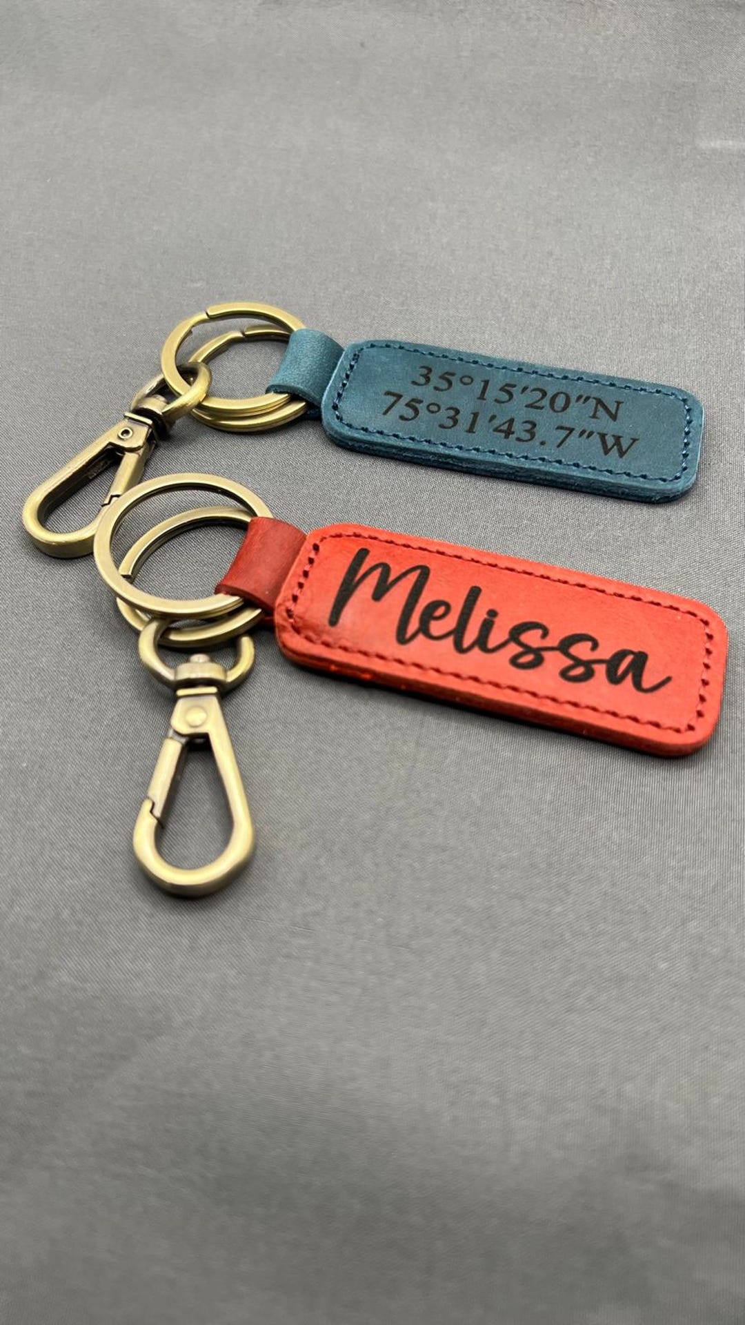 Custom Name Logo Text Leather Keychain Christmas Group Apparel Friends ...
