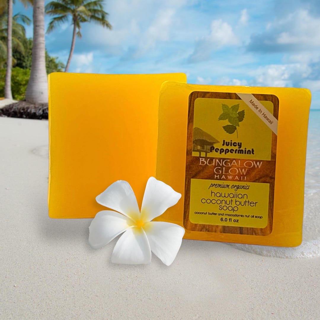 Hawaiian Coconut Butter Soap: Juicy Peppermint, Organic Skincare - Etsy