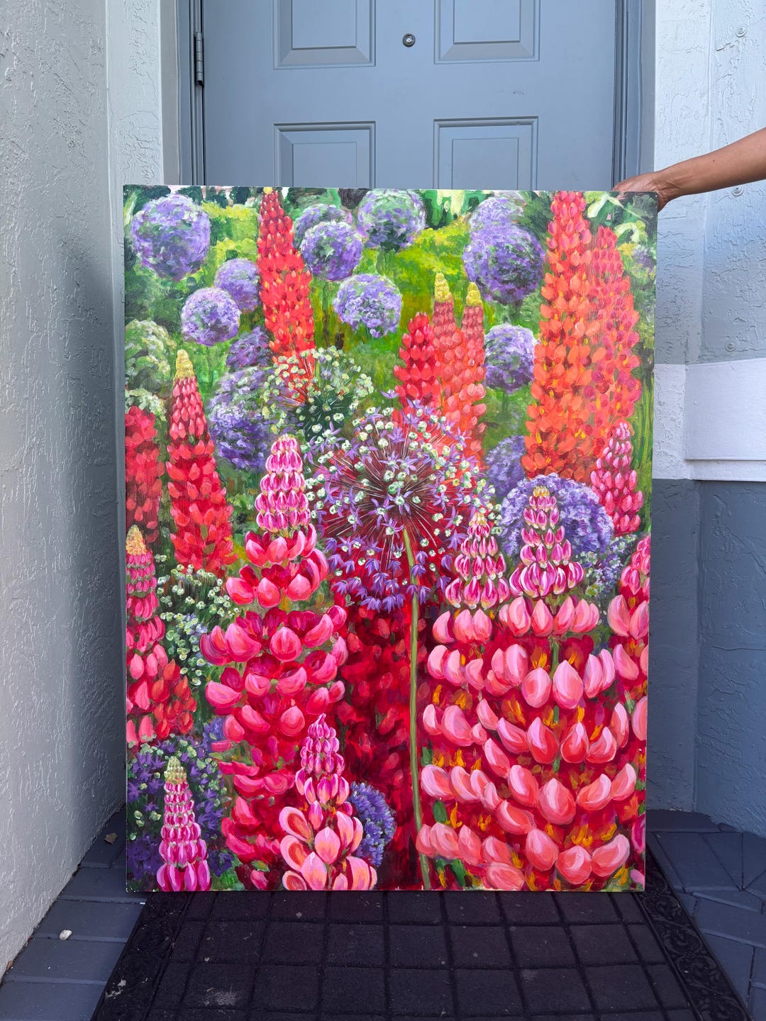 Purple Puff and Red Spires 30" X 40" Acrylic Painting on Board - Etsy