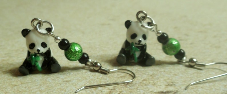 Panda Dangle Earrings, Glass Panda Dangle Earrings, Glass Bead, Glass ...