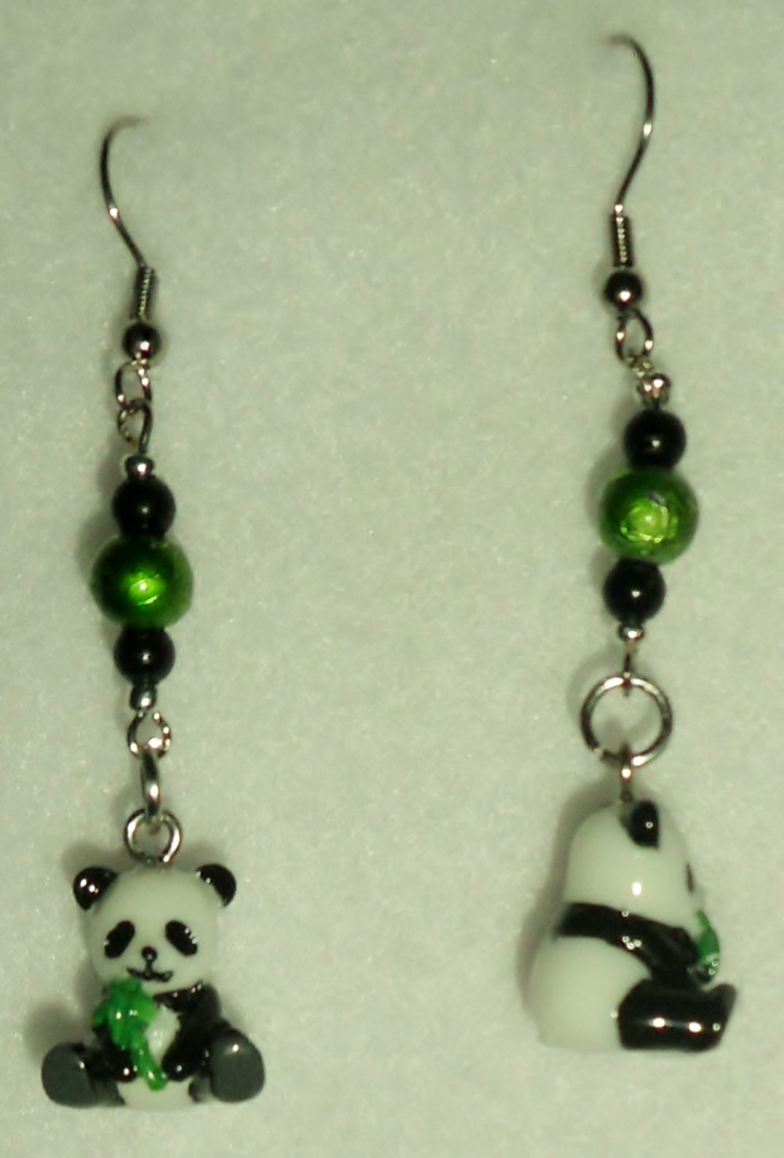 Panda Dangle Earrings, Glass Panda Dangle Earrings, Glass Bead, Glass ...