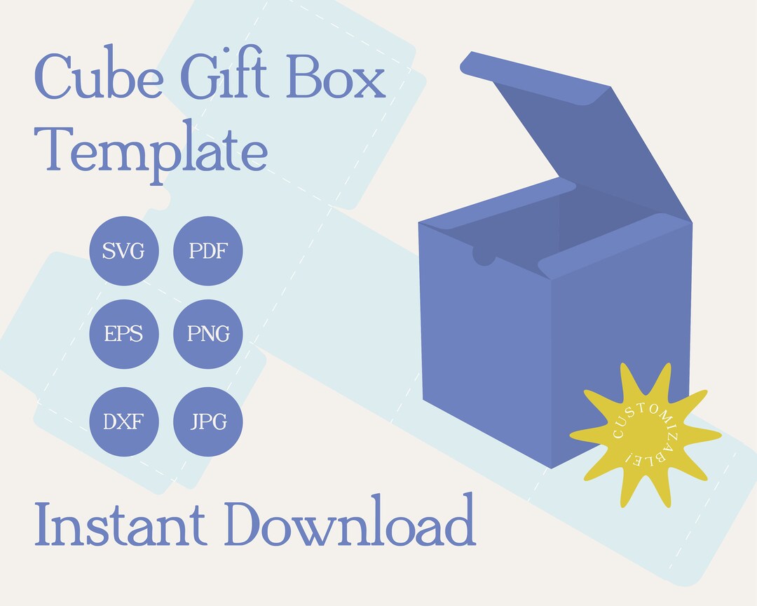 Cube Gift Box Template - Digital Download (svg, Eps, Dxf, Pdf, Png ...