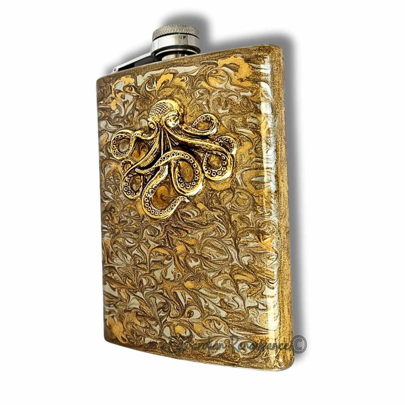 Octopus Engraved Flask - Etsy