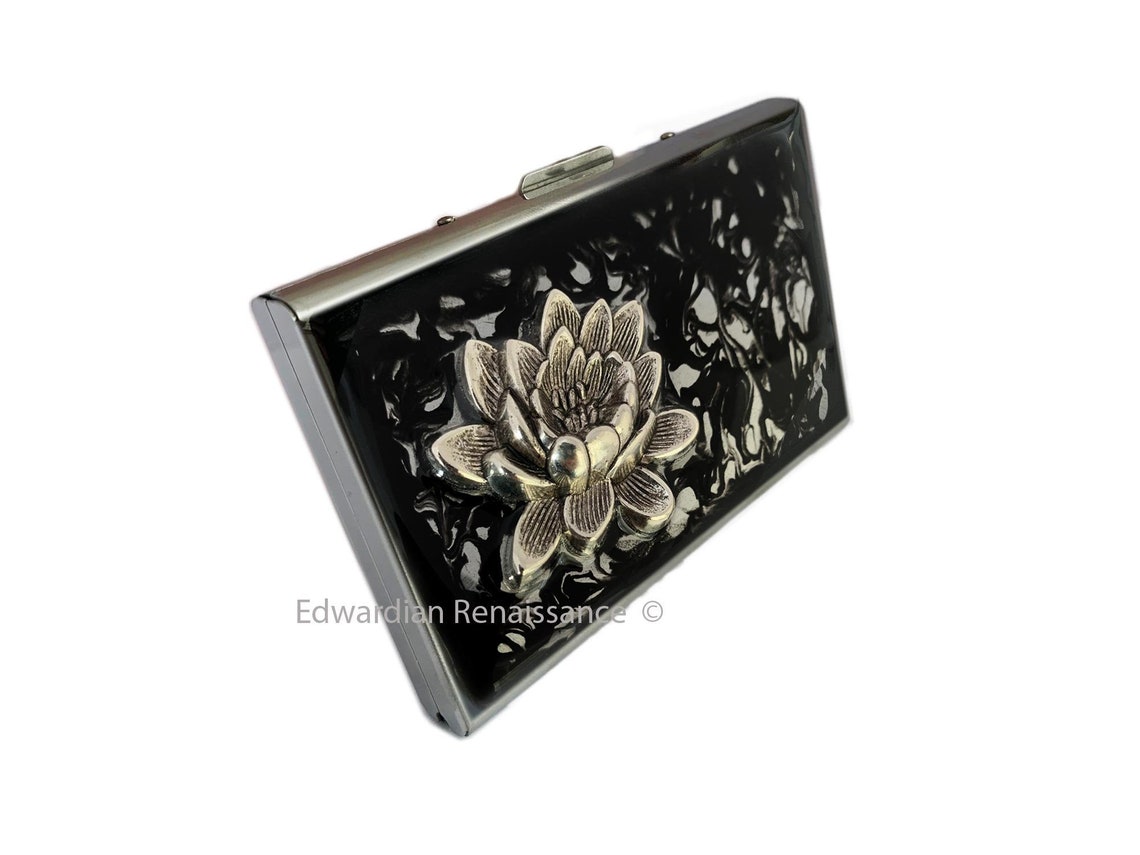 Lotus Flower Wallet: Hand Painted Enamel RFID Credit Card Case - Etsy