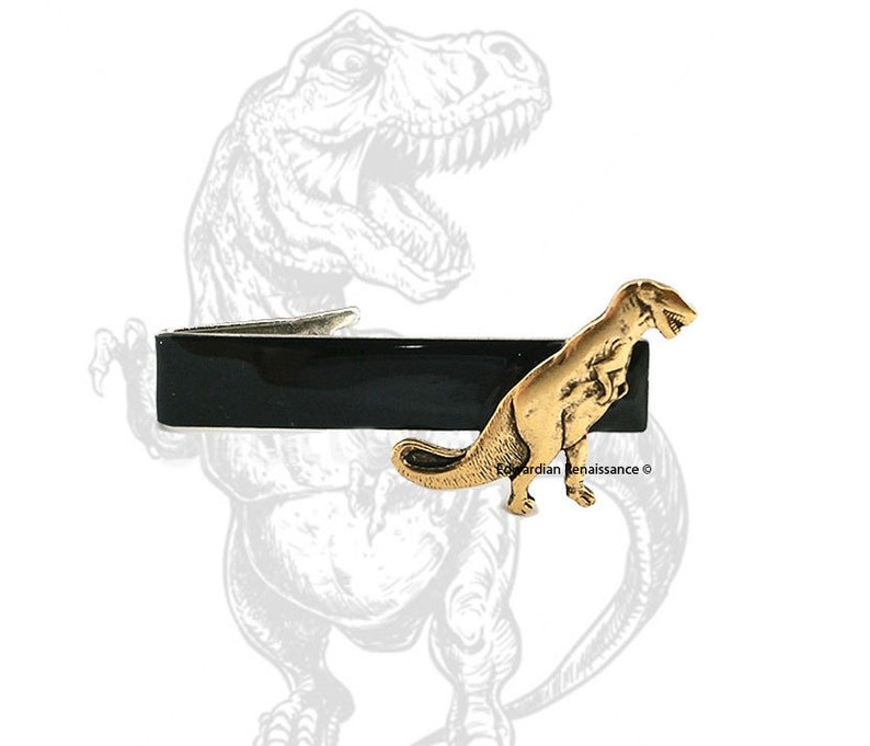 Antique Gold Dinosaur Tie Clip T-rex Inlaid in Hand Painted - Etsy
