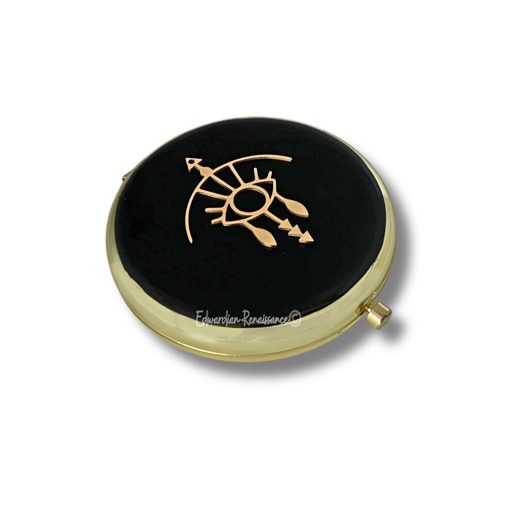 Vintage Style Hamsa Compact Mirror: Esoteric Eye, Hand Painted Enamel ...