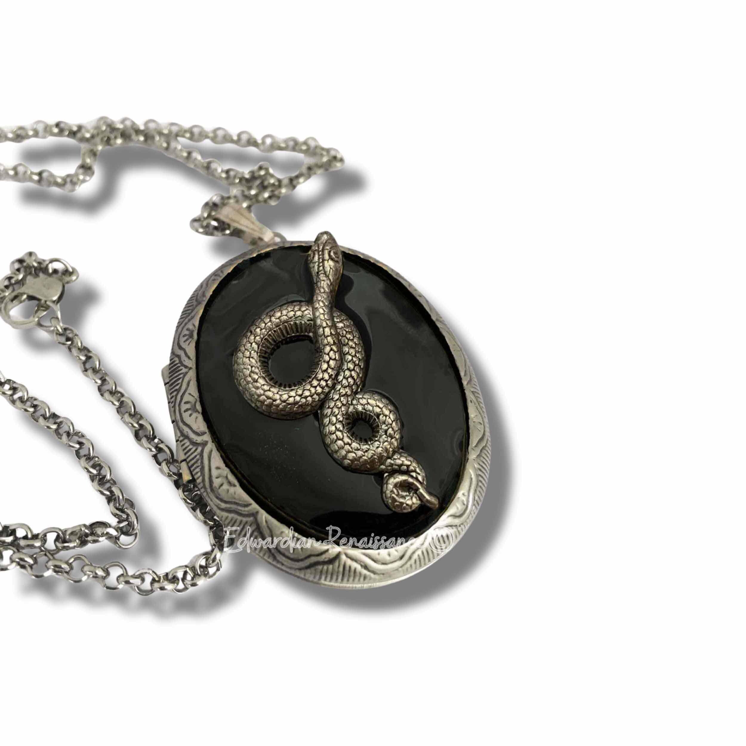 Snake Locket: Hand-painted Enamel, Gothic Victorian Serpent Necklace - Etsy